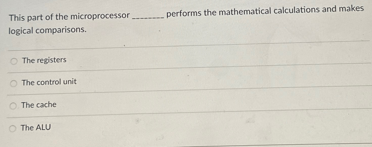 Solved This part of the microprocessor ﻿performs the | Chegg.com