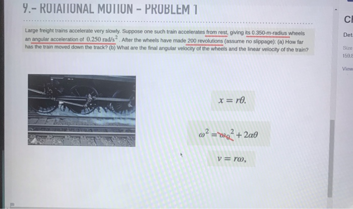 Solved 9.- ROTATIONAL MOTION - PROBLEM 1 Det Large freight | Chegg.com