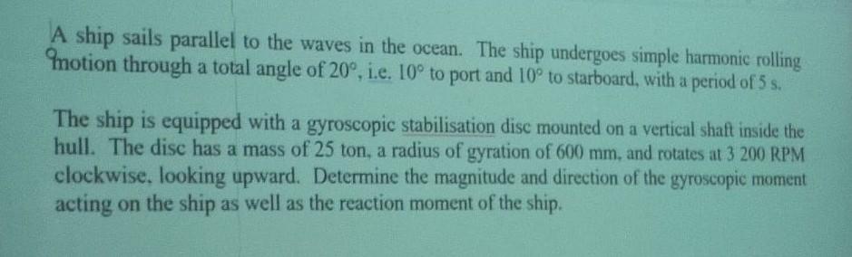 Solved A ship sails parallel to the waves in the ocean. The | Chegg.com