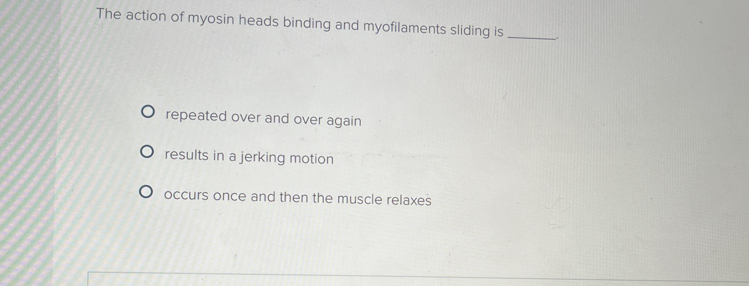 Solved The action of myosin heads binding and myofilaments | Chegg.com