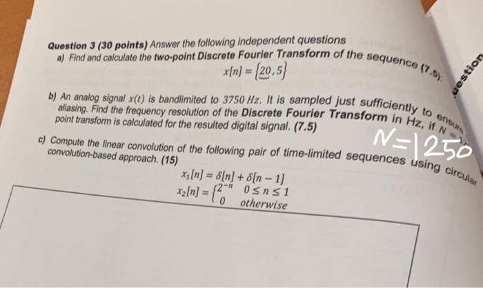 Solved Question 3 (30 points) Answer the following | Chegg.com