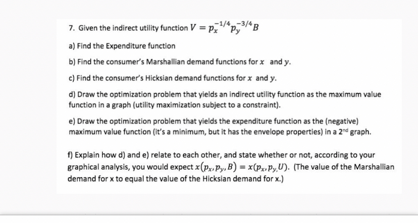 Solved Given the indirect utility function V=px-14py-34Ba) | Chegg.com