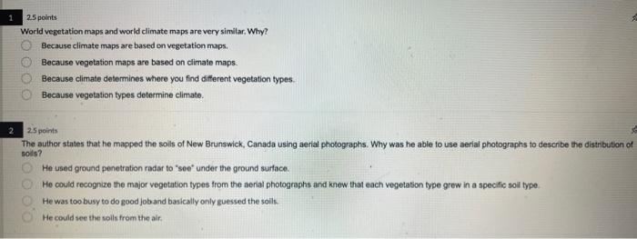 Solved World vegetation maps and world climate maps are very | Chegg.com