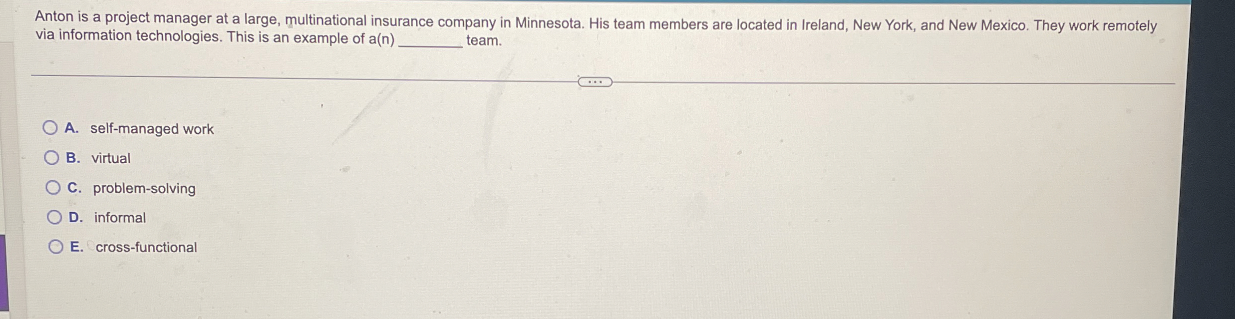 High Quality SOLUTION Anton is a project manager at a large ...