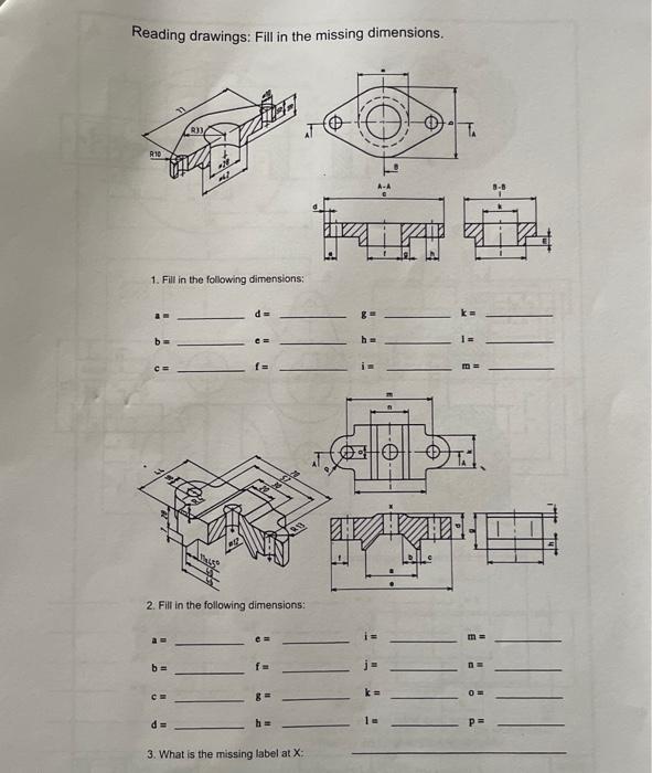 Solved Reading drawings: Fill in the missing dimensions. 1. | Chegg.com