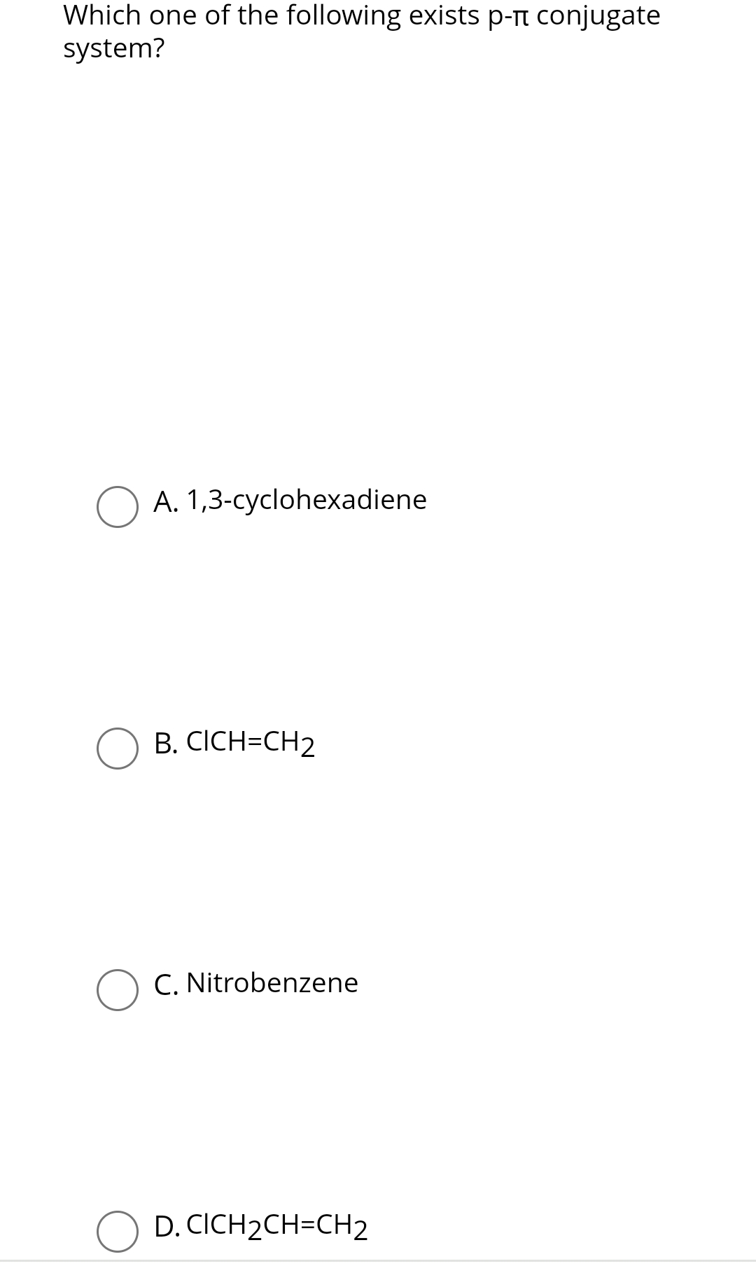 Which one of the following exists p-π ﻿conjugate | Chegg.com