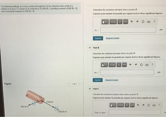 Solved The internal loadings at a cross section through the | Chegg.com