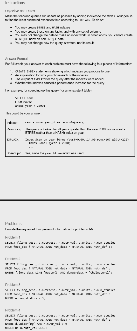 Solved Objective and RulesMake the following queries run as | Chegg.com