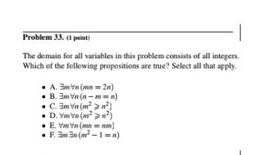 Solved The domain for all variables in this problem consists | Chegg.com