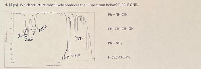 Solved 4. (4 ps) Which structure most likely produces the IR | Chegg.com