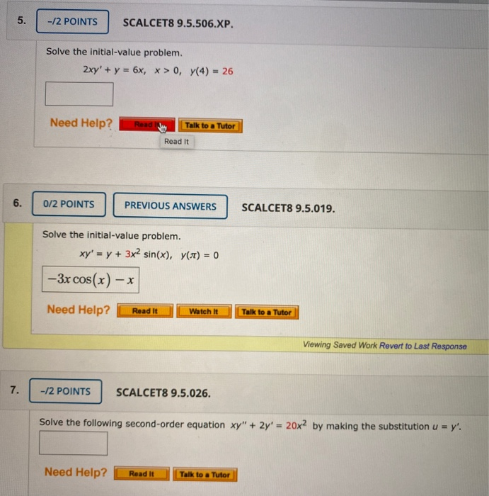 Solved -/2 POINTS SCALCET8 9.5.506.XP. Solve the | Chegg.com