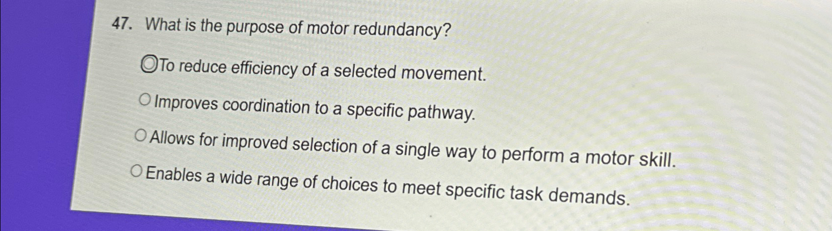 Solved What Is The Purpose Of Motor Redundancyto Reduce