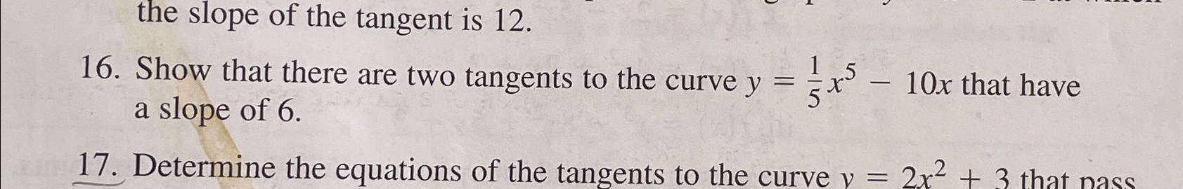 Solved 16. ﻿Show that there are two tangents to the curve | Chegg.com