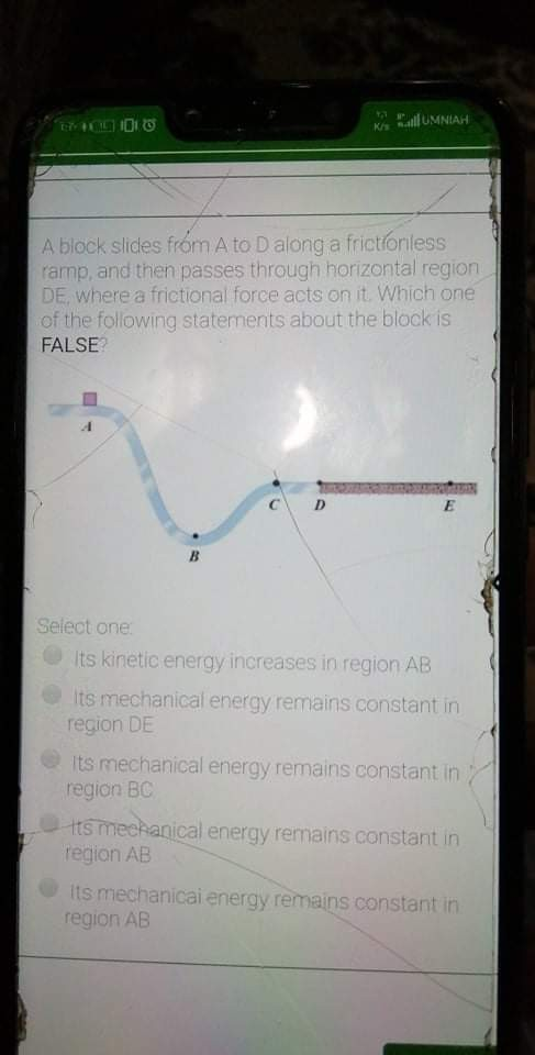 Solved DML 1010 UMNIAH KE A block slides from A to D along a | Chegg.com