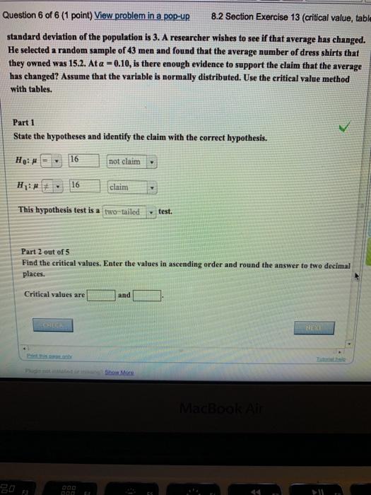 Solved Question 6 of 6 (1 point) View problem in a pop-up | Chegg.com