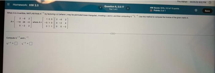 Solved 2022SP Linear Algebra (MATH-2418-82702) Fnu Adnan 3 | Chegg.com