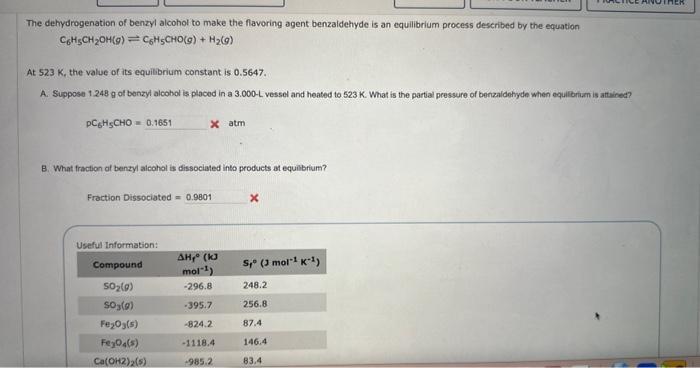 Solved The dehydrogenation of benzyl alcohol to make the | Chegg.com