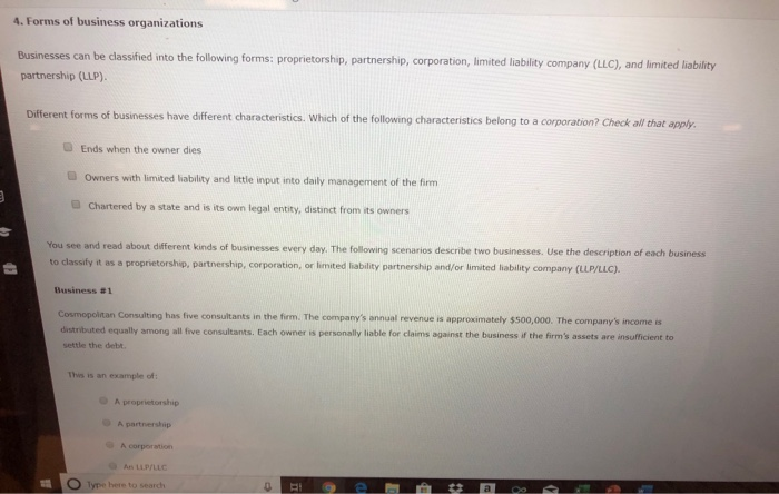 4. Forms of business organizations Businesses can be | Chegg.com