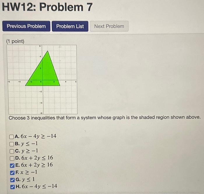 Solved Choose 3 inequalities that form a system whose graph | Chegg.com