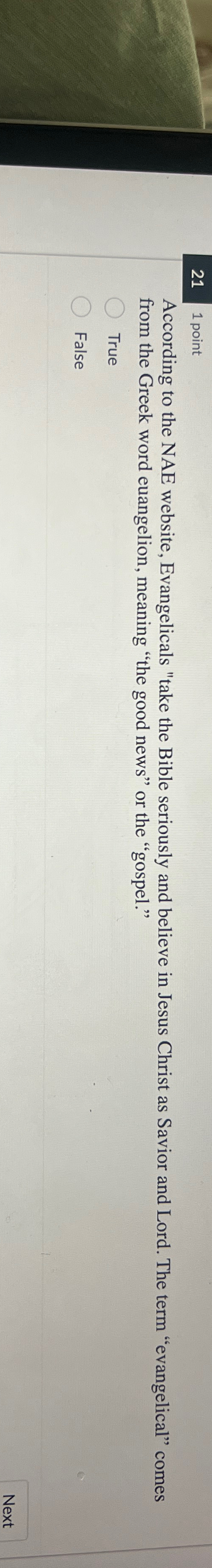 Solved 21,1 ﻿pointAccording to the NAE website, Evangelicals | Chegg.com