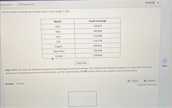 Solved Use the border crossings data below and α=0.3 and | Chegg.com