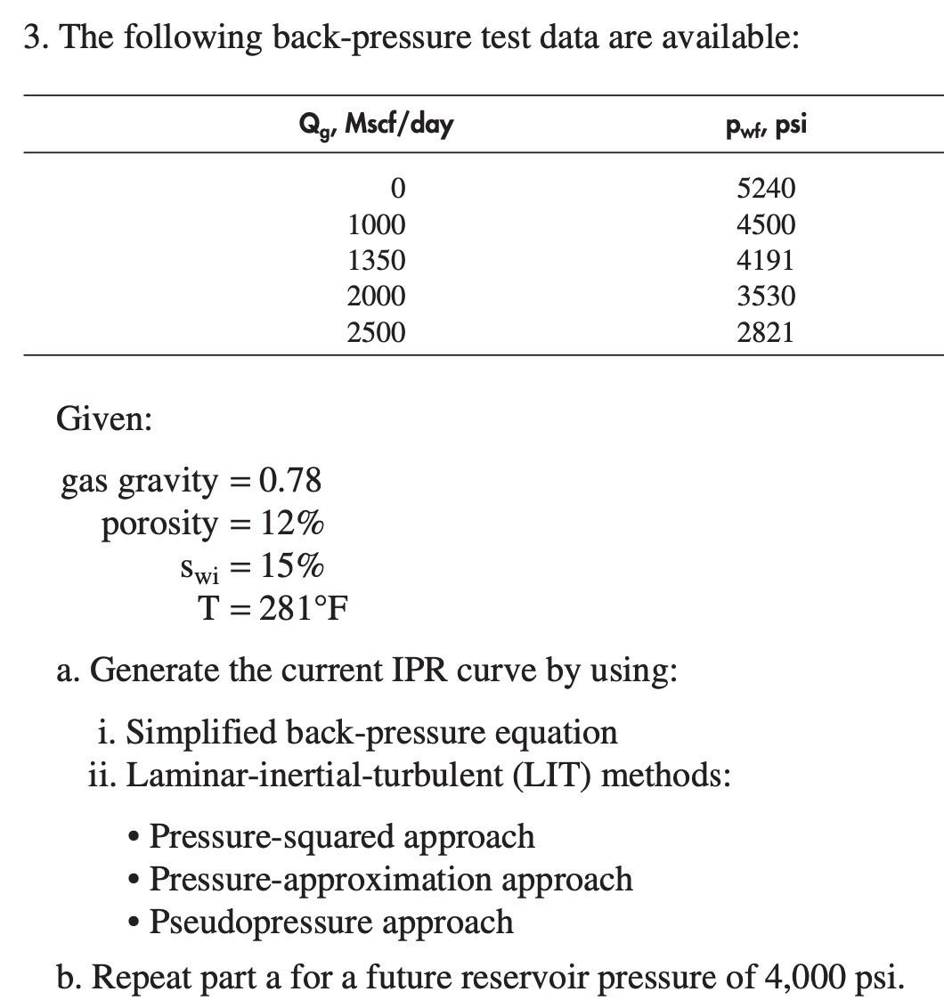 Solved 3. The following back-pressure test data are | Chegg.com
