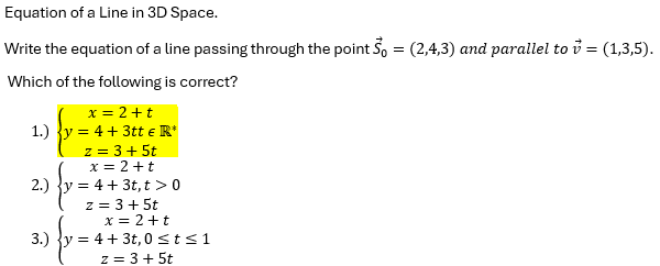Solved Equation of a Line in 3D Space.Write the equation of | Chegg.com