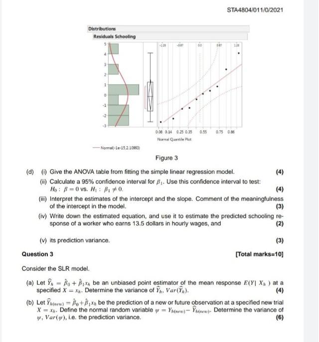 Solved STA4804/011/0/2021 Distributions Residuals Schooling | Chegg.com Solved STA4804/011/0/2021 Distributions Residuals Schooling | Chegg.com