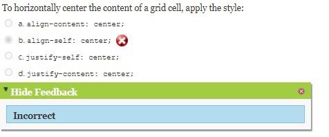 Solved To horizontally center the content of a grid cell, | Chegg.com