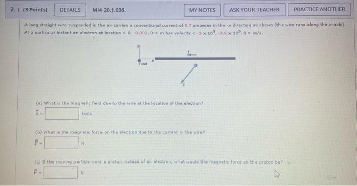 Solved A long straight wire suspended in the air carries a | Chegg.com