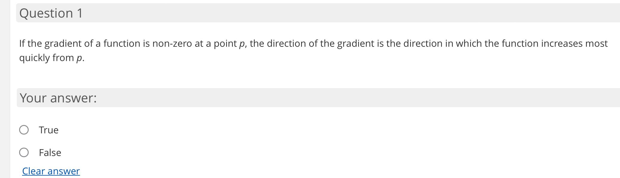 Solved Question 1If the gradient of a function is non-zero | Chegg.com