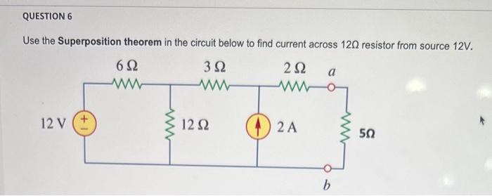Solved Using the superposition theorem to solve for the | Chegg.com