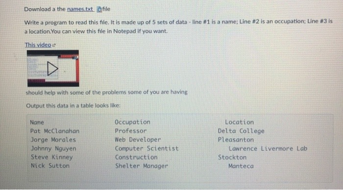 Solved Download a the names.txt file Write a program to read | Chegg.com