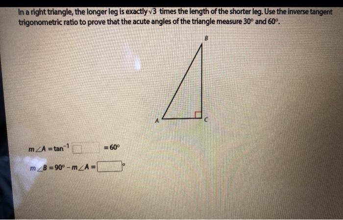 Solved In a right triangle, the longer leg is exactly v3 | Chegg.com