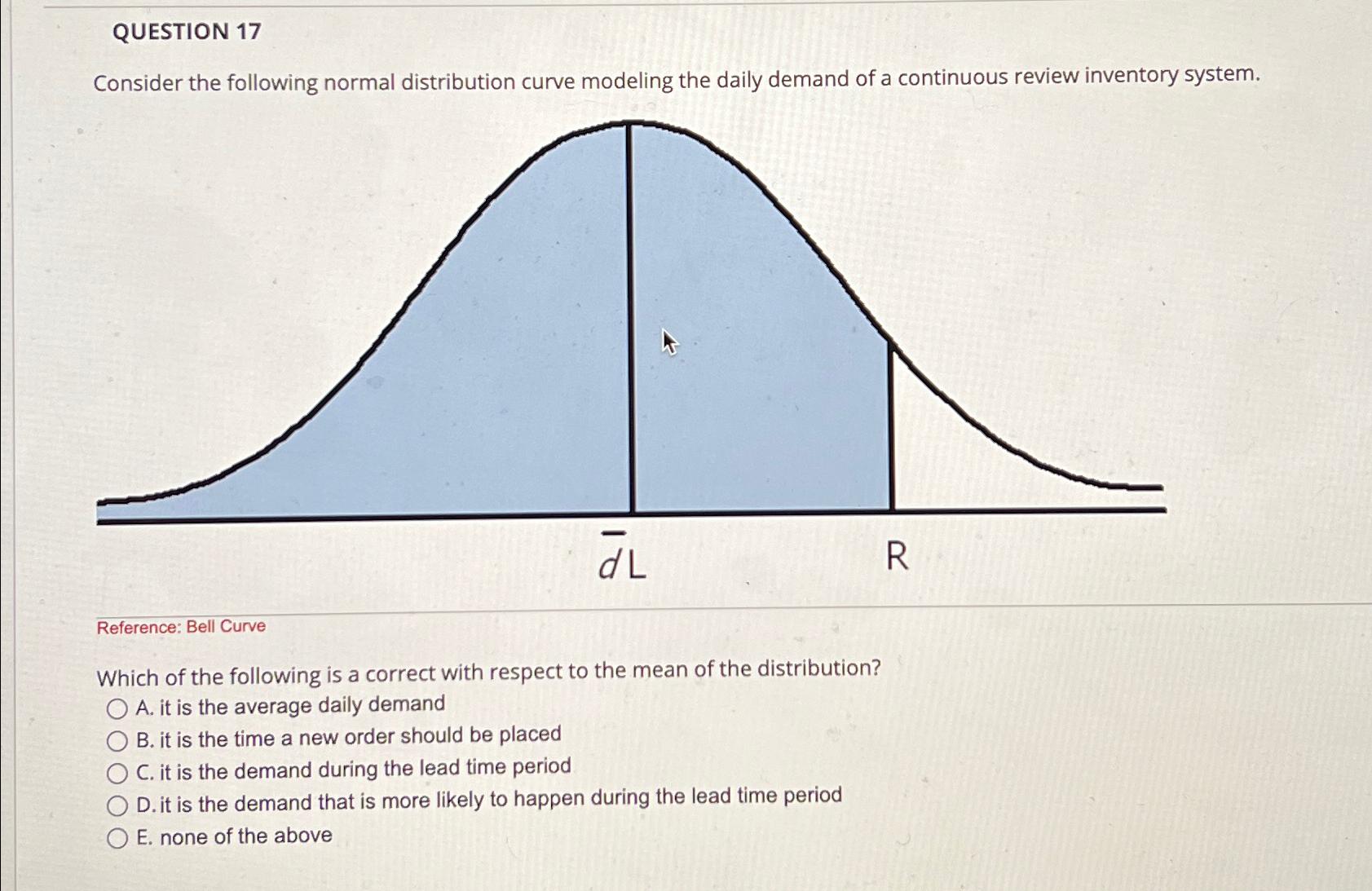 Solved QUESTION 17Consider the following normal distribution | Chegg.com