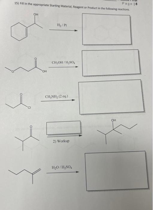 Solved fill in the appropriate starting material, reagant, | Chegg.com