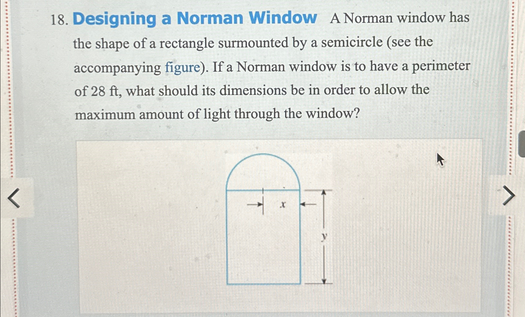 Solved Designing a Norman Window A Norman window has the | Chegg.com