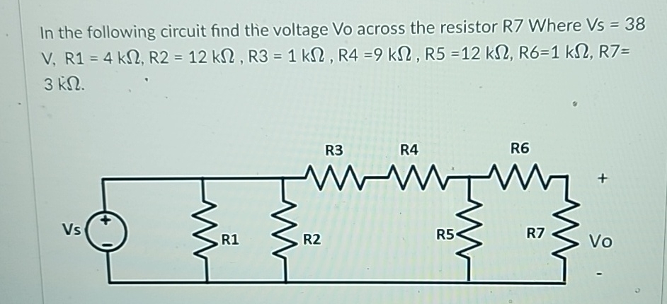 Solved In the following circuit find the voltage Vo across | Chegg.com