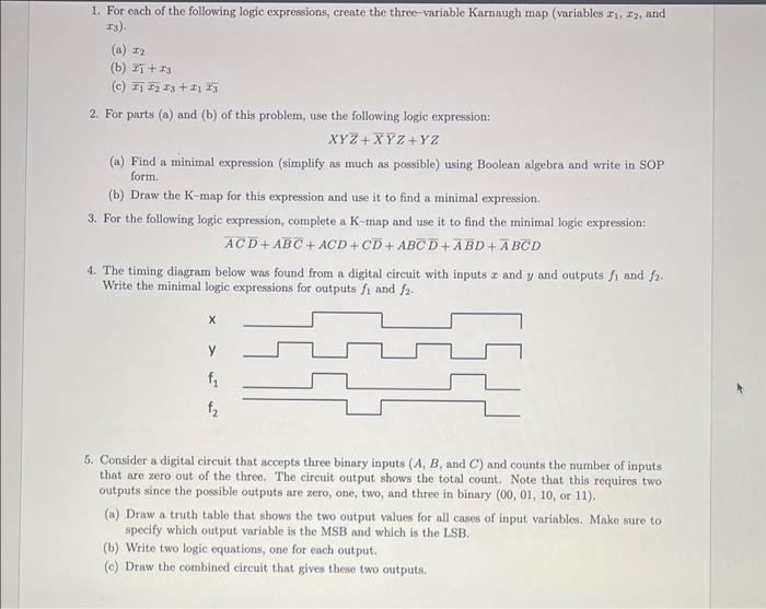 Solved 1. For each of the following logic expressions, | Chegg.com