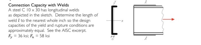 Solved Connection Capacity with Welds A steel C 10 x 30 has | Chegg.com
