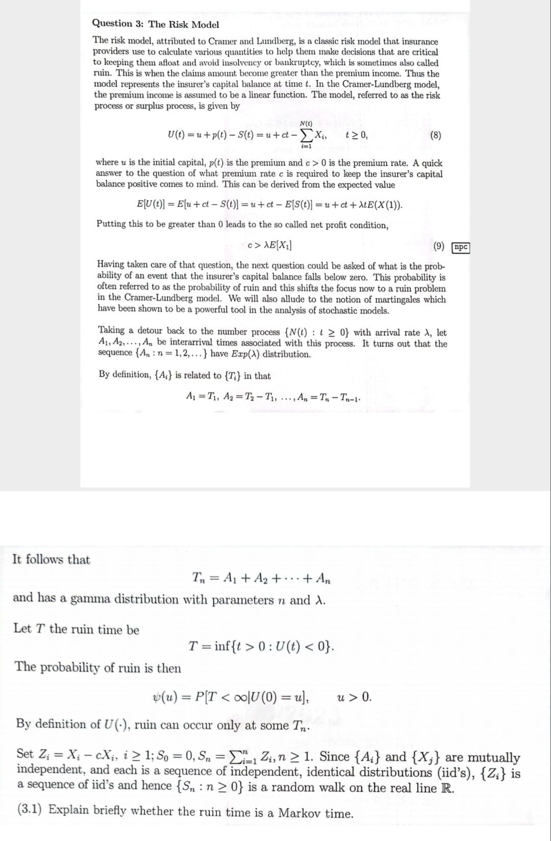 Solved Question 3: The Risk ModelThe risk model, attributed | Chegg.com