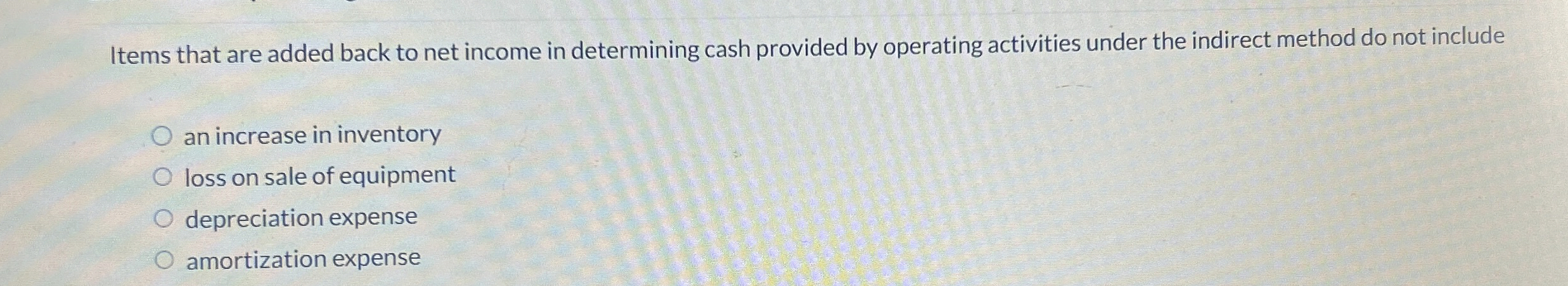 Solved Items that are added back to net income in | Chegg.com