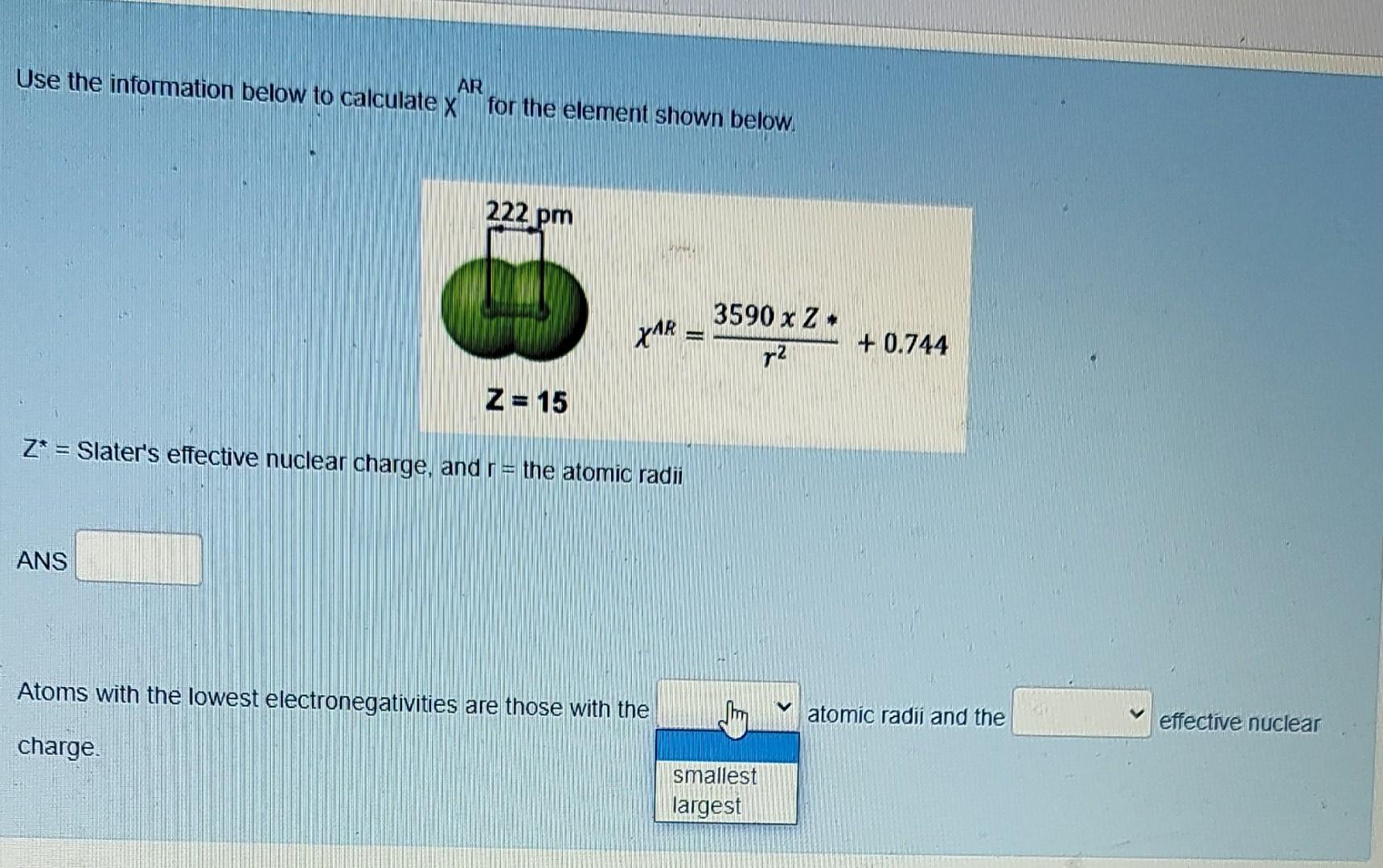 Solved Use the information below to calculate xAR for the | Chegg.com