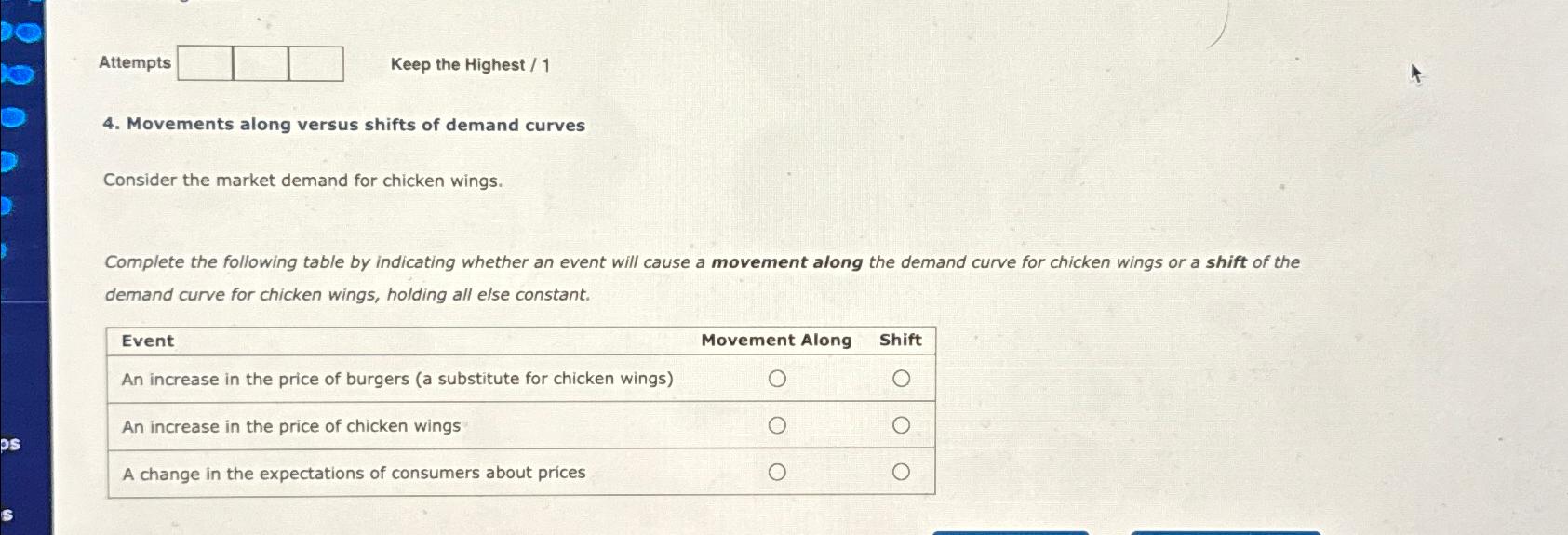 Solved AttemptsKeep the Highest / 14. ﻿Movements along | Chegg.com