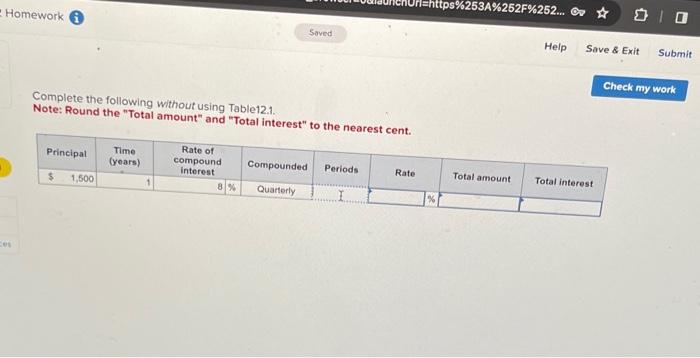Solved Complete the following without using Table12.1. Note: | Chegg.com