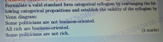 Solved Formulate a valid standard form categorical syllogism | Chegg.com
