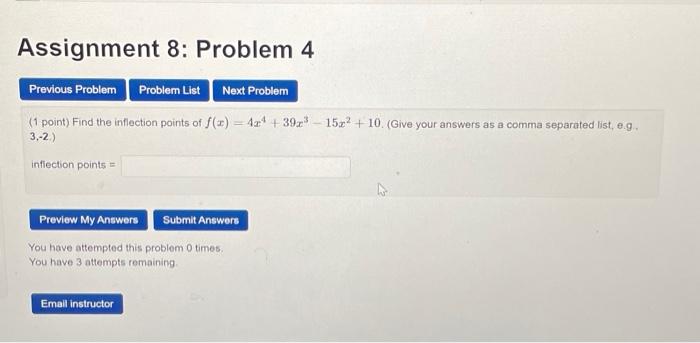 Solved (1 point) NOTE: When using interval notation in | Chegg.com