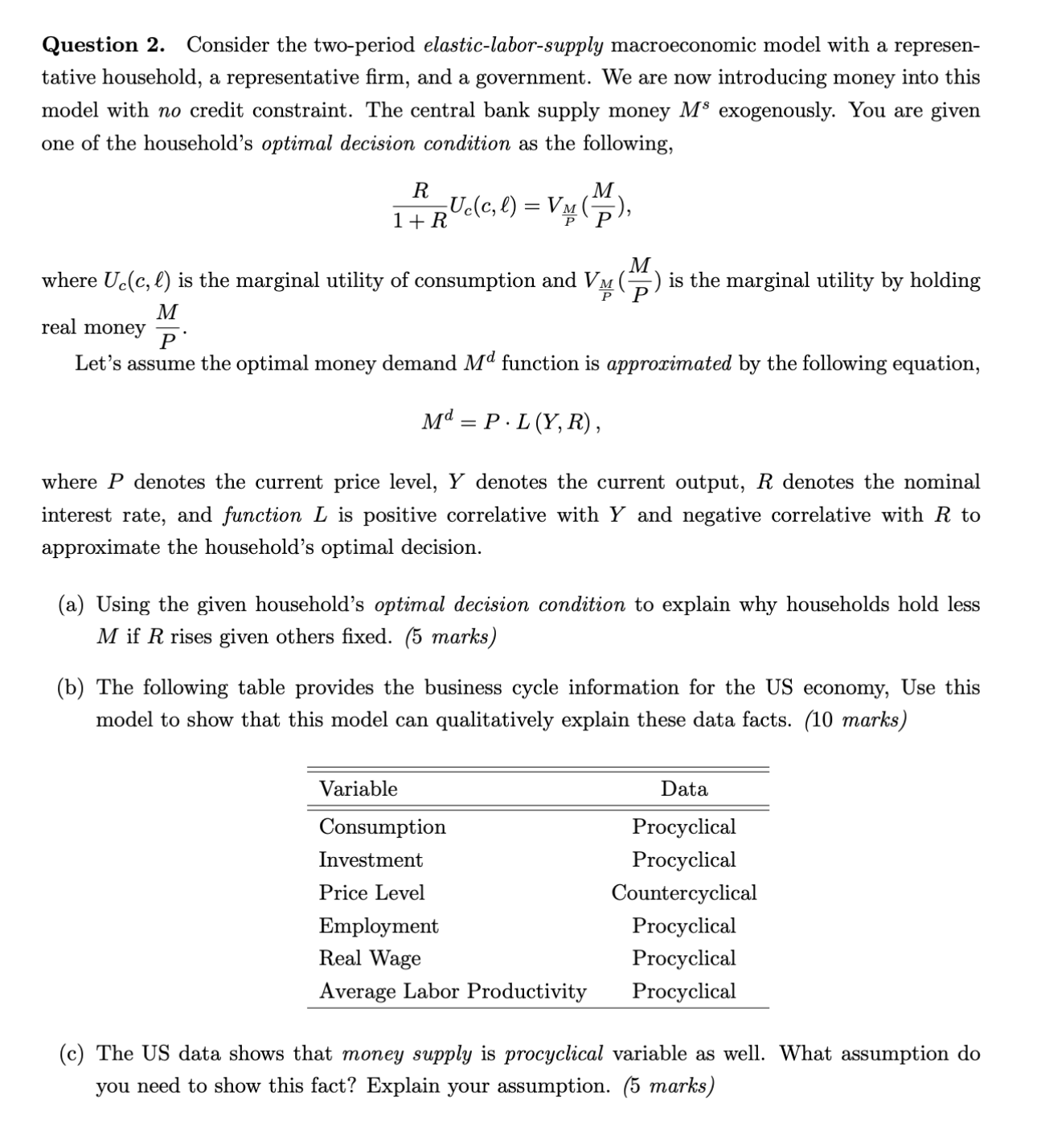 Solved This question is from intermediate macroeconomics. | Chegg.com