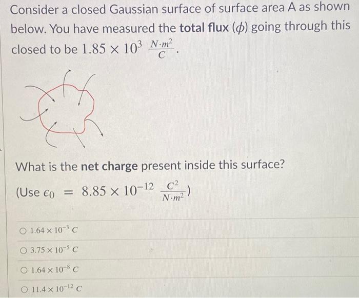 Solved Consider a closed Gaussian surface of surface area A | Chegg.com