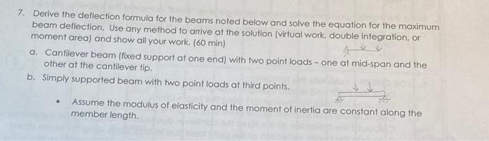 Solved 7. Derive the deflection formula for the beams noted | Chegg.com